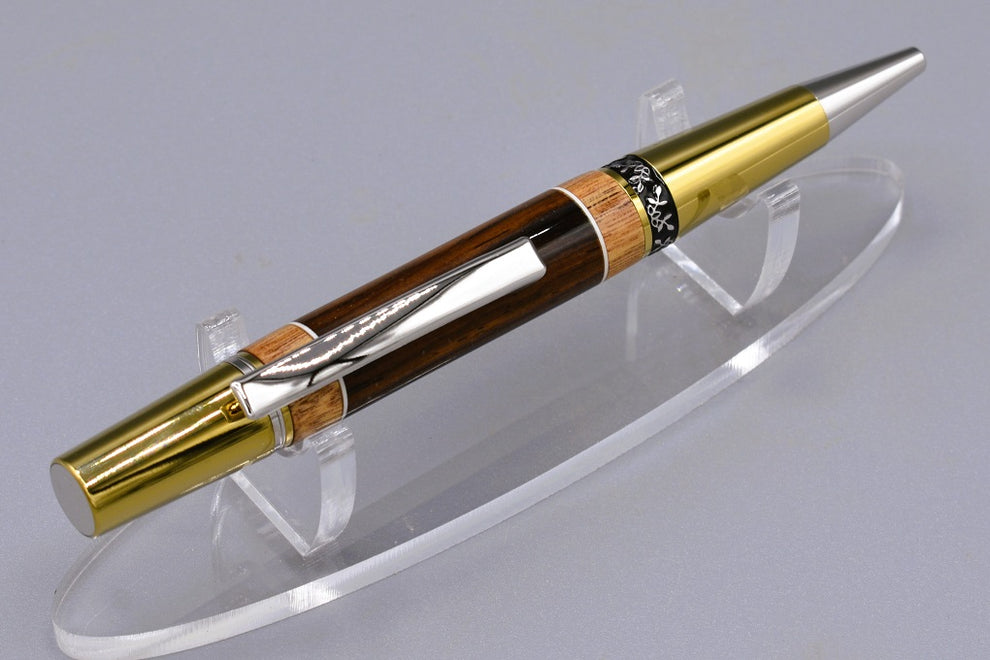 Handmade Compact twist pen. Cocobolo, Canary woods. – Grumpy Guy Pens