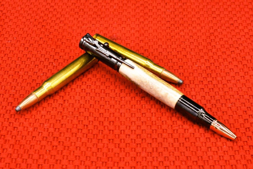 Handmade Bolt Action 30 cal. pen. Whitetail Deer antler. – Grumpy Guy Pens