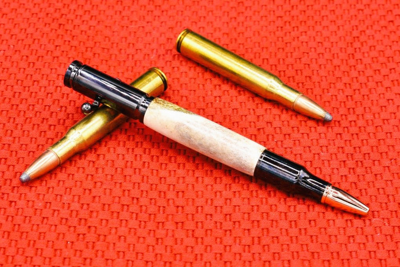Handmade Bolt Action 30 cal. pen. Whitetail Deer antler. – Grumpy Guy Pens