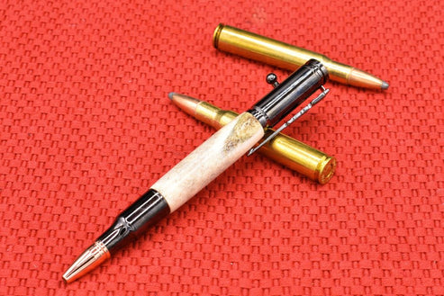 Handmade Bolt Action 30 cal. pen. Whitetail Deer antler. – Grumpy Guy Pens