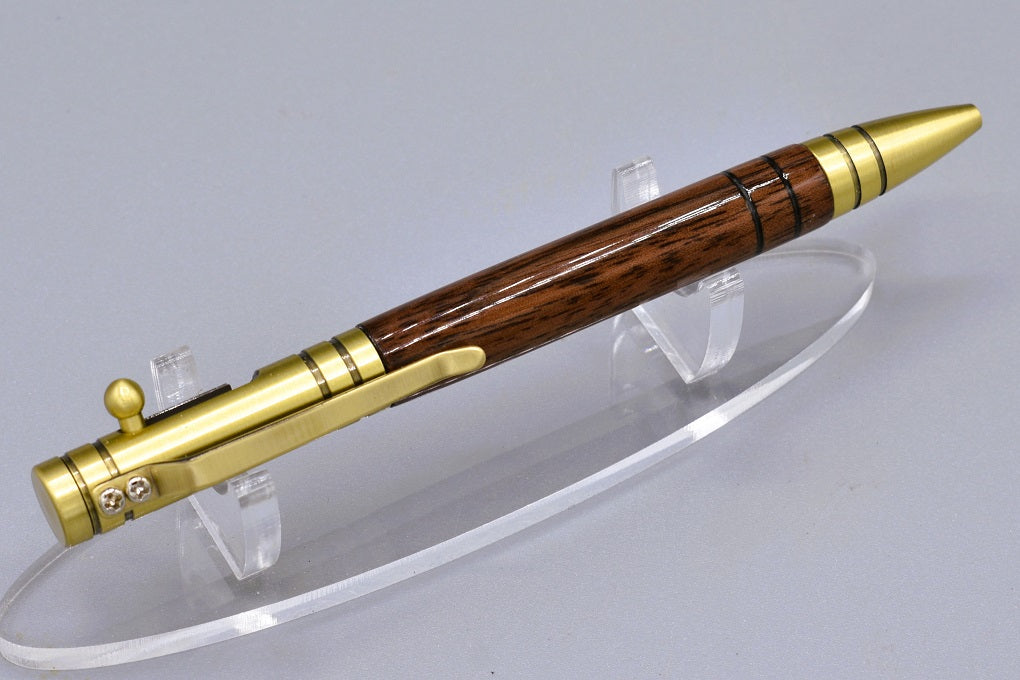 Handmade Bolt Action click pen. Walnut wood – Grumpy Guy Pens
